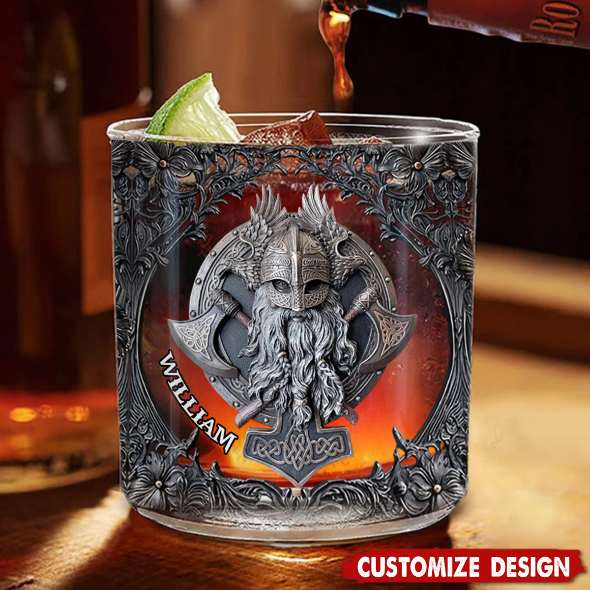 Fantasy Vikings - Personalized Viking Whiskey Glass - laihair