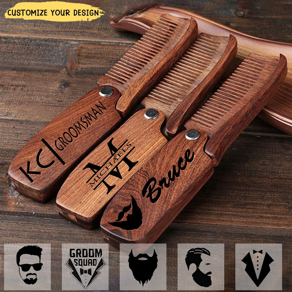 Custom Engraved Beard Comb, Personalized Wooden Comb - laihair