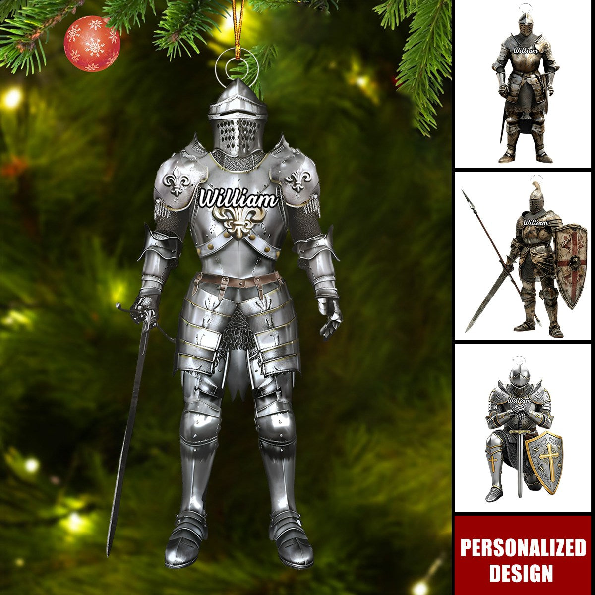 Personalized knight armor Christmas ornament - laihair