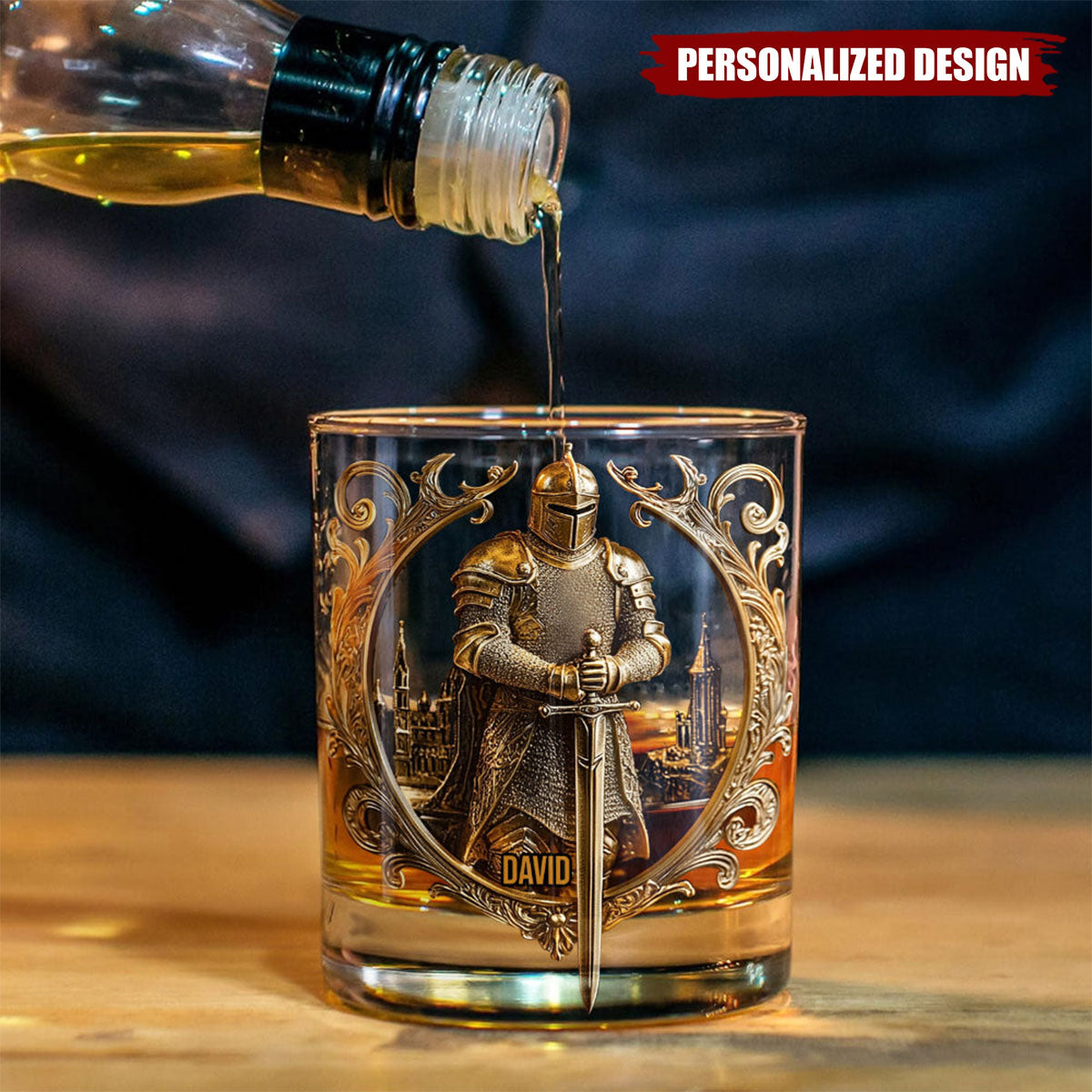 Knight Of God-Personalized Whiskey Glass - laihair