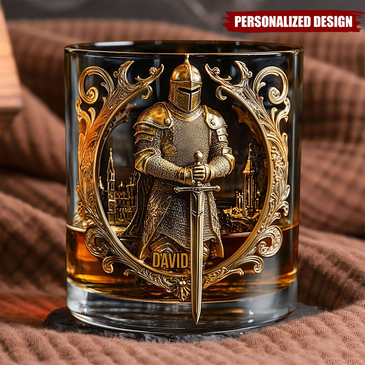 Knight Of God-Personalized Whiskey Glass - laihair