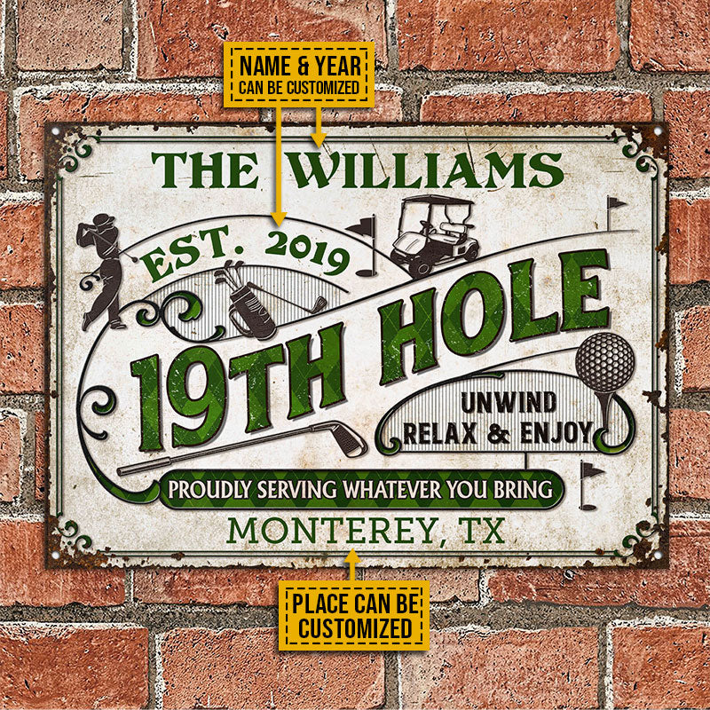 Personalized Golf 19th Hole Proudly Customized Classic Metal Signs ...